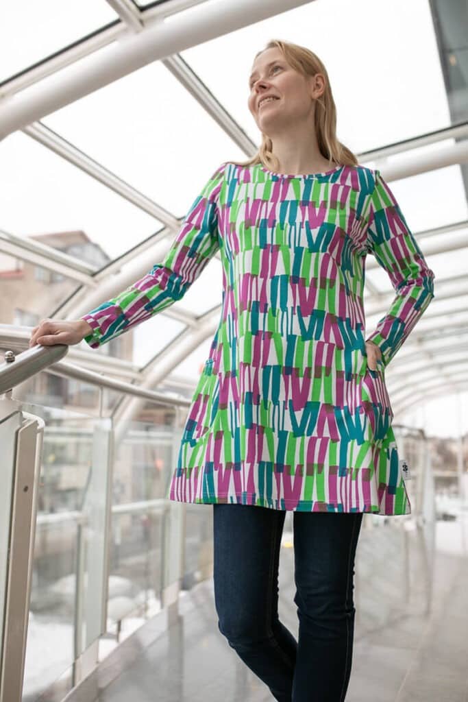 PaaPii Design Kannel tunika Kirjasto vihreä-petrooli-violetti