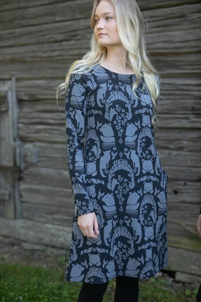 PaaPii Design Sini mekko Pohjolan portti tummanharmaa-musta